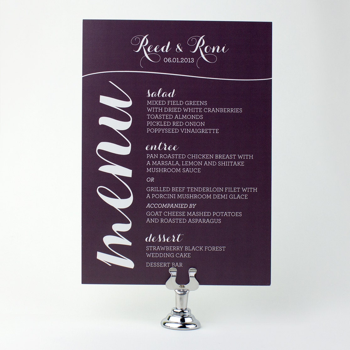 Printable Wedding Menus – OnePaperHeart – Stationary & Invitations