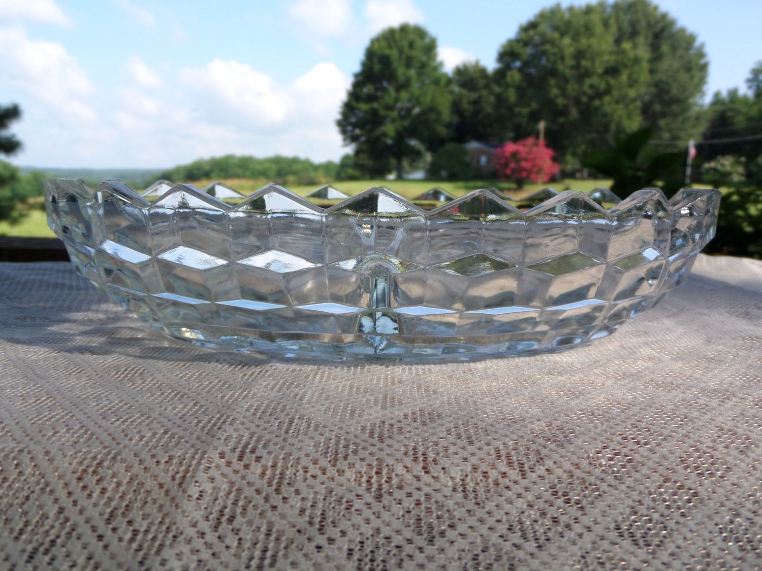 Clear Oval Divided Serving Dish Bowl – Whitehall Colony Glass Cube ...