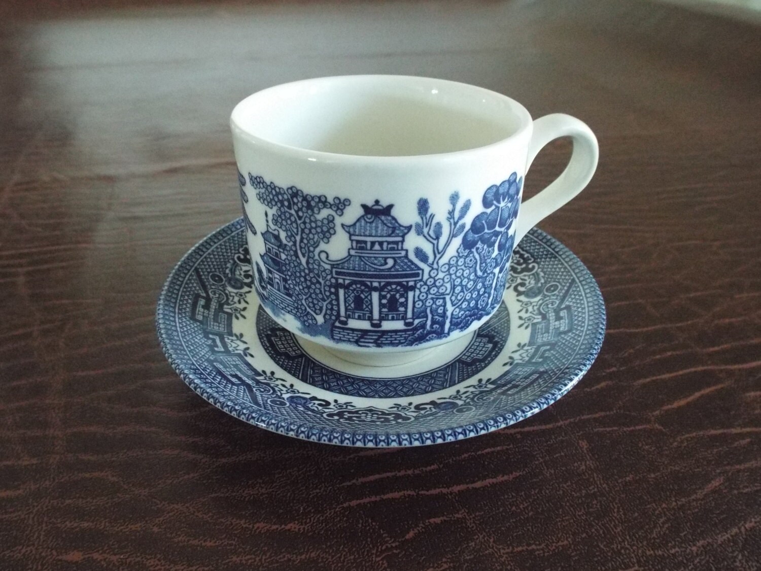 Cup and Saucer in the Churchill Blue Willow Pattern made in England ...
