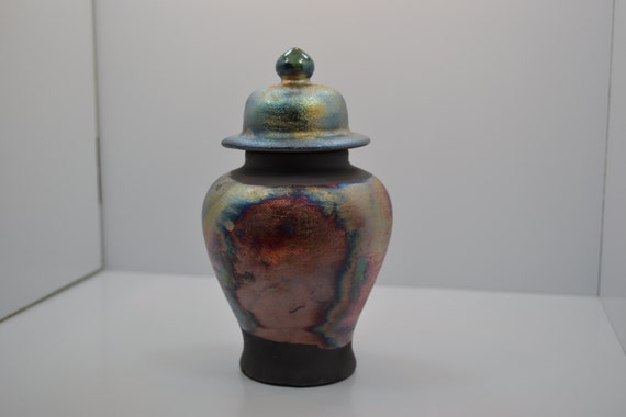 Tickled Pink Pottery Small Raku Jar with lid