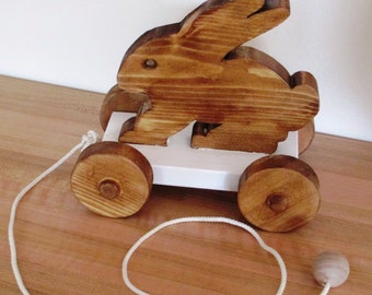 Rabbit pull toy | Etsy