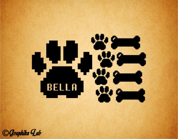 8 Bit Dog Decal Personalized 8 Bit Pixel Paw Vinyl Decal Pack