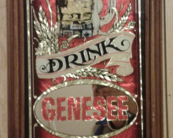 Vintage 1970's Genesee Beer Bar Mirror