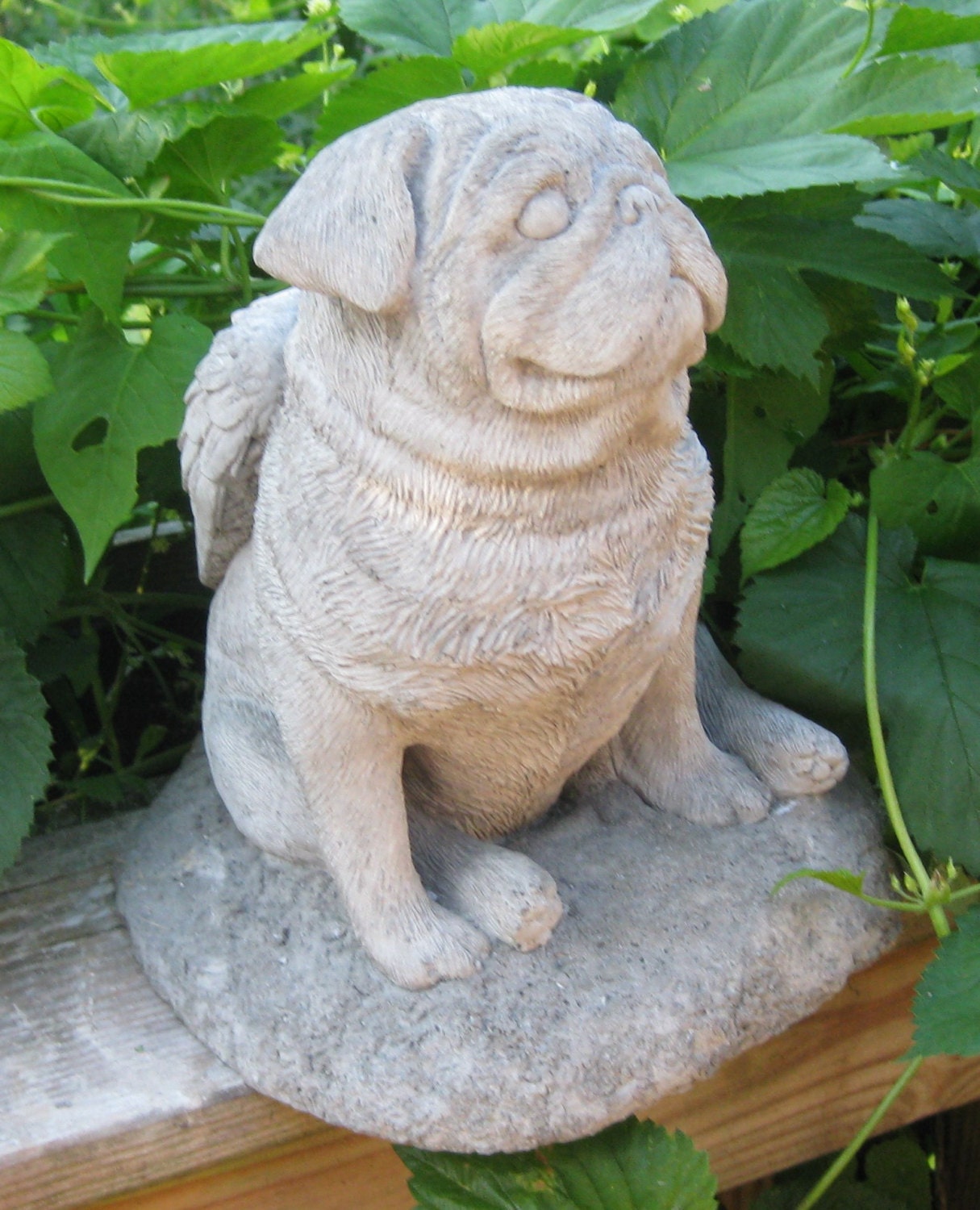 Concrete PUG ANGEL Statue or Memorial Shipping by springhillstudio
