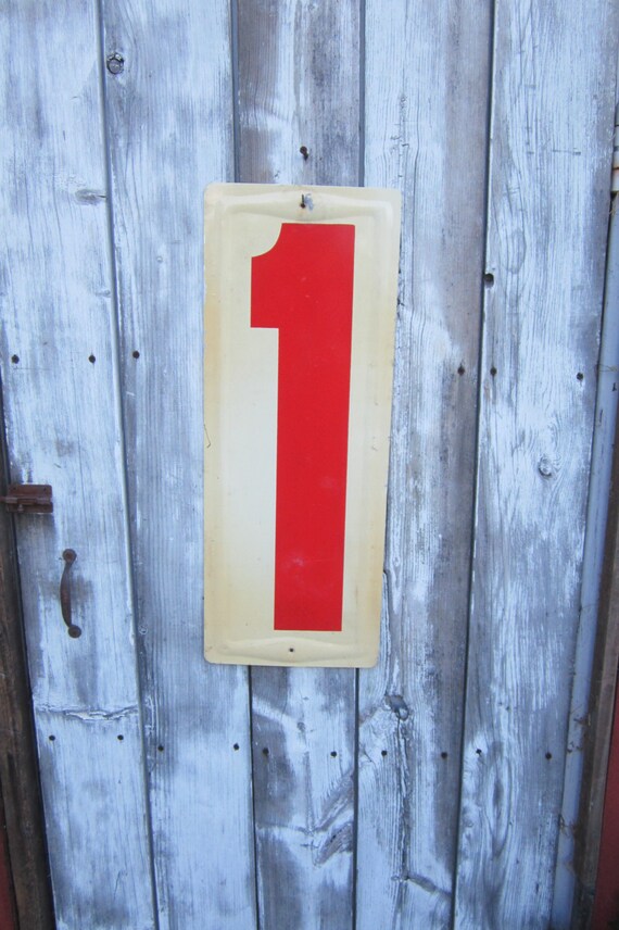 HUGE Vintage Metal Number 1 Sign Price Sign by TheOldTimeJunkShop
