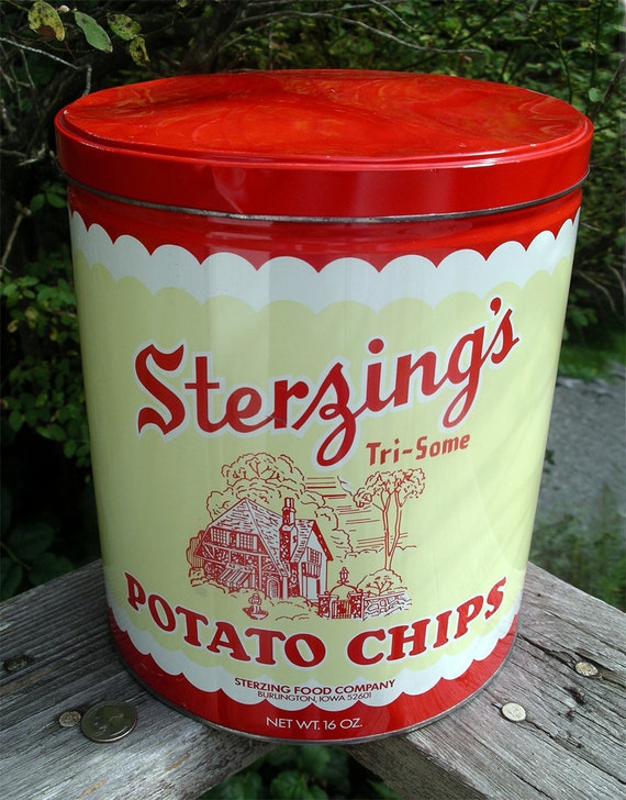 Vintage Sterzing's Potato Chip Tin Tri-Some
