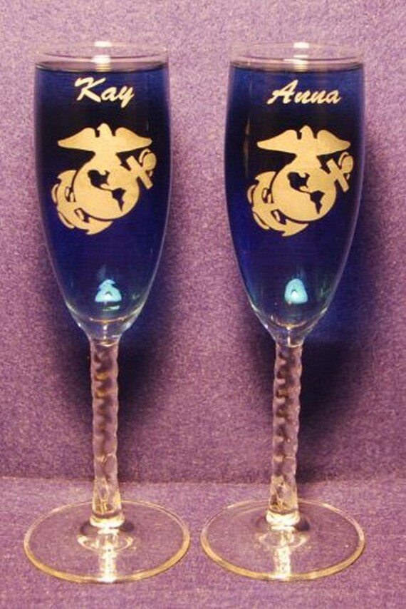 Personalized Military Marine wedding toasting by AaronEtches