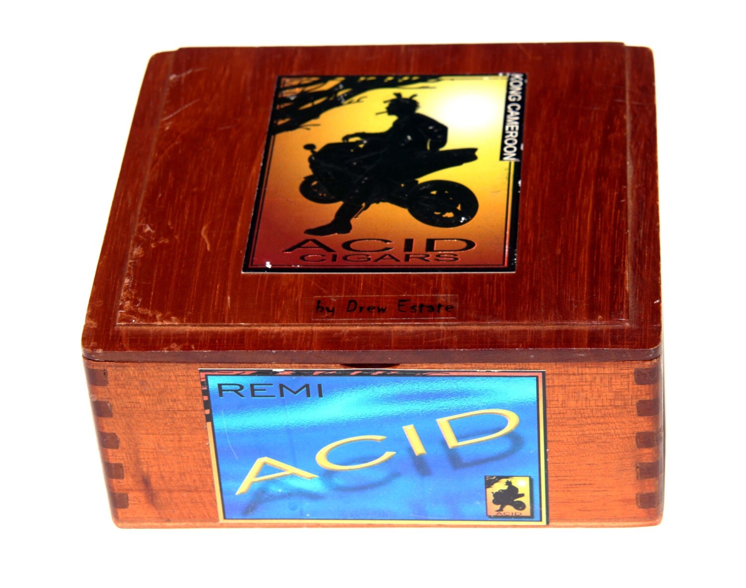 cherryREVOLVER ACID CIGAR Box Dovetailed Lidded Box Motorcycle