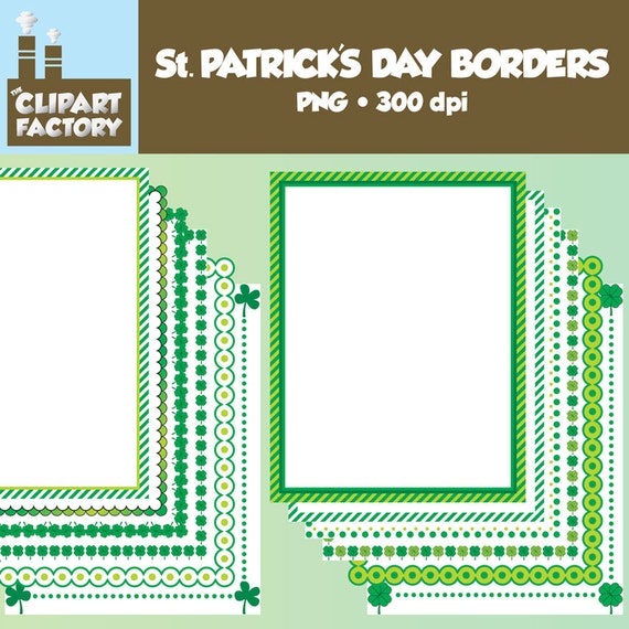Clip Art: St. Patrick's Day Borders 12 Digital Borders