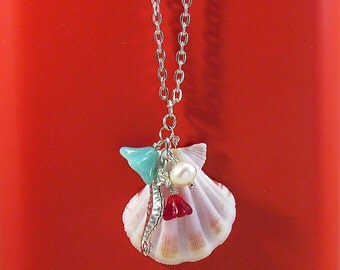 Sea Shell Necklace, Organic Beach Necklace, Scallop Shell Necklace ...