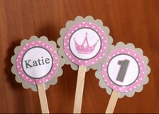 Princess Crown Theme Cupcake Toppers (12), party decorations in Pink ...