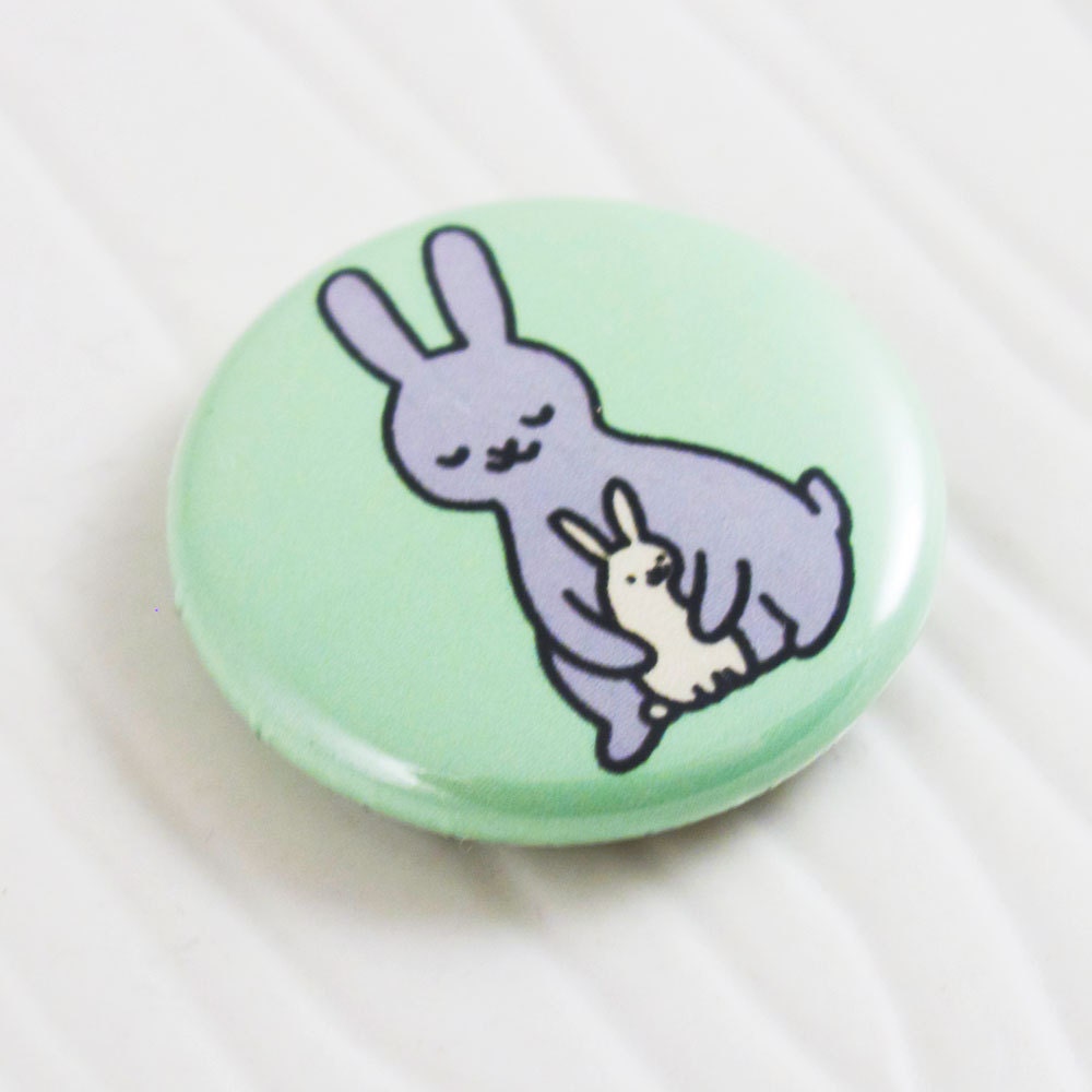 Baby Bunnies Hug One Inch Button by sugarcookie on Etsy
