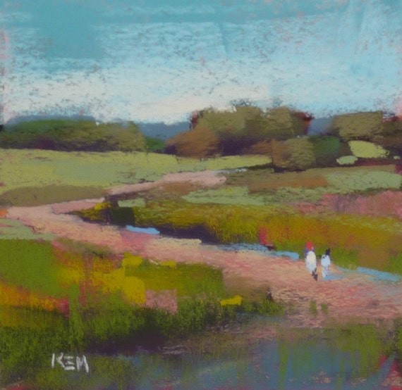 Items similar to Landscape Painting NANTUCKET Island Meadow ART ...
