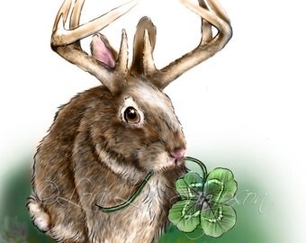 Popular items for rabbit with antlers on Etsy