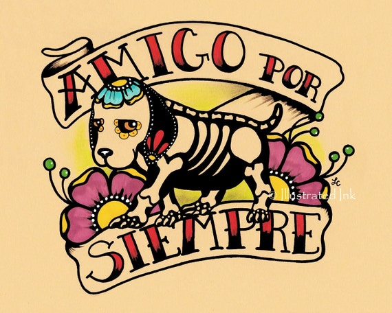 Day of the Dead Dog Beagle HOUND Puppy Dia de los Muertos Art