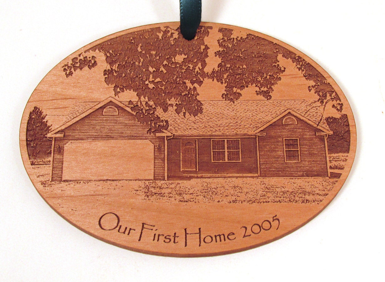 First Home Wooden Ornament New Home Custom Wood Photo