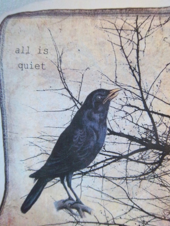 Quilting fabric panel sewing gift crow blackbird raven by iwathd09