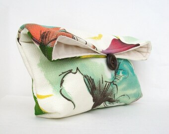 Floral clutch turquoise green clutch purse bridesmaid gift