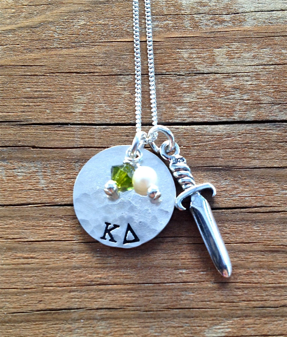Kappa Delta Necklace with Dagger Charm Sterling Silver