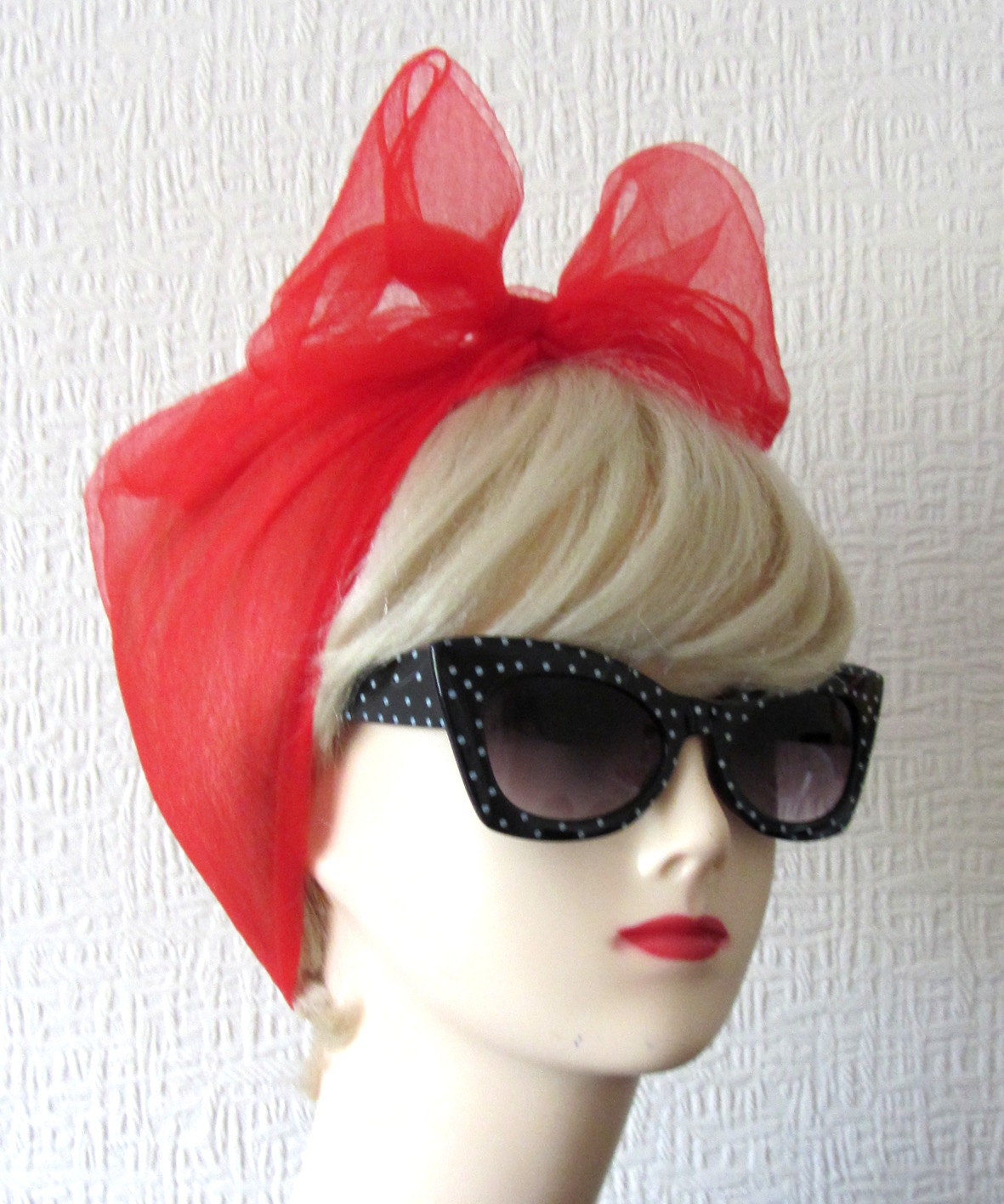 Vintage Nylon Chiffon Scarf in Red, very Rockabilly, Pin Up. Deadstock ...