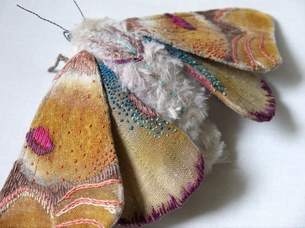 Fabric sculpture Large moth textile art