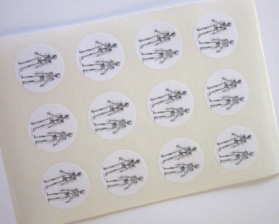 Skeleton Stickers One Inch Round Seals