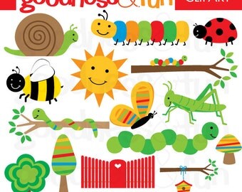 Happy Bugs Clipart and Digital Paper Set