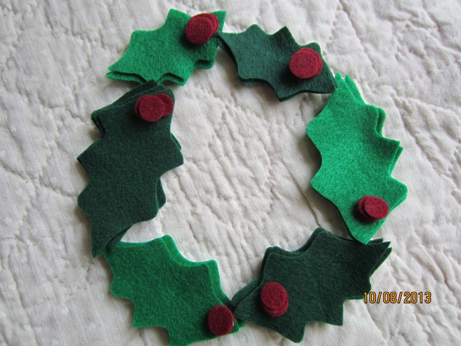 Felt Holly Leaves Die Cuts DIY Felt Christmas by PearCreekCottage