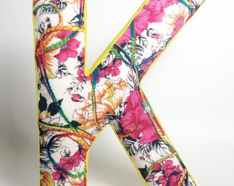 Handmade Fabric Letter K -12 inches-Floral