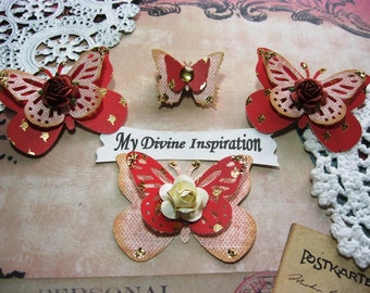 Terracotta Red, Gold and Ivory Paper Butterflies, Butterfly ...