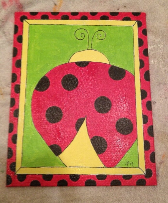 Items similar to 8x10 Canvas Ladybug Painting on Etsy