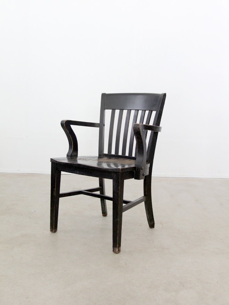 vintage wood chair / library or office chair by 86home on Etsy