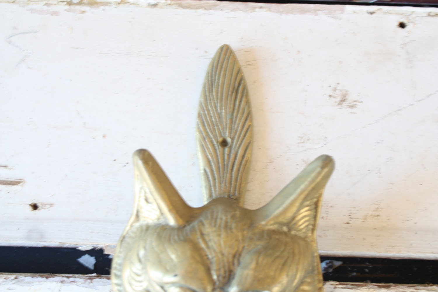 Vintage Large Fox Door Knocker // Solid Brass