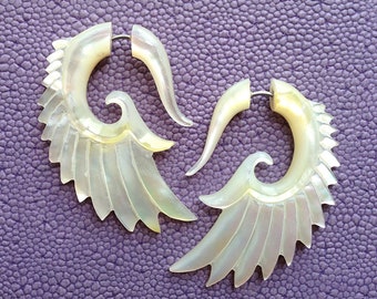 Tribal Fake Gauges ASHA Hand Carved Natural by SanskritDream