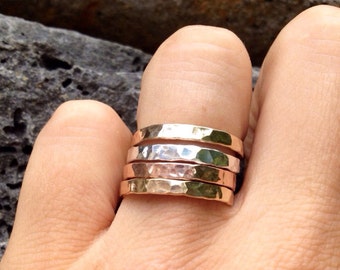 Tower of Hanoi Stackable Rings in Gold-filled rose-gold