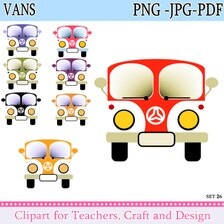Clipart Vans - trucks for Card Design, Scrapbooking, and Web Design ...