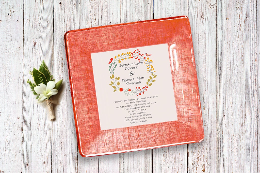 Wedding invitation tray couples gift wedding plate
