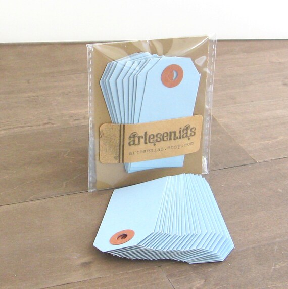 Items similar to Small blue tags - 100 - small shipping tags - mini ...