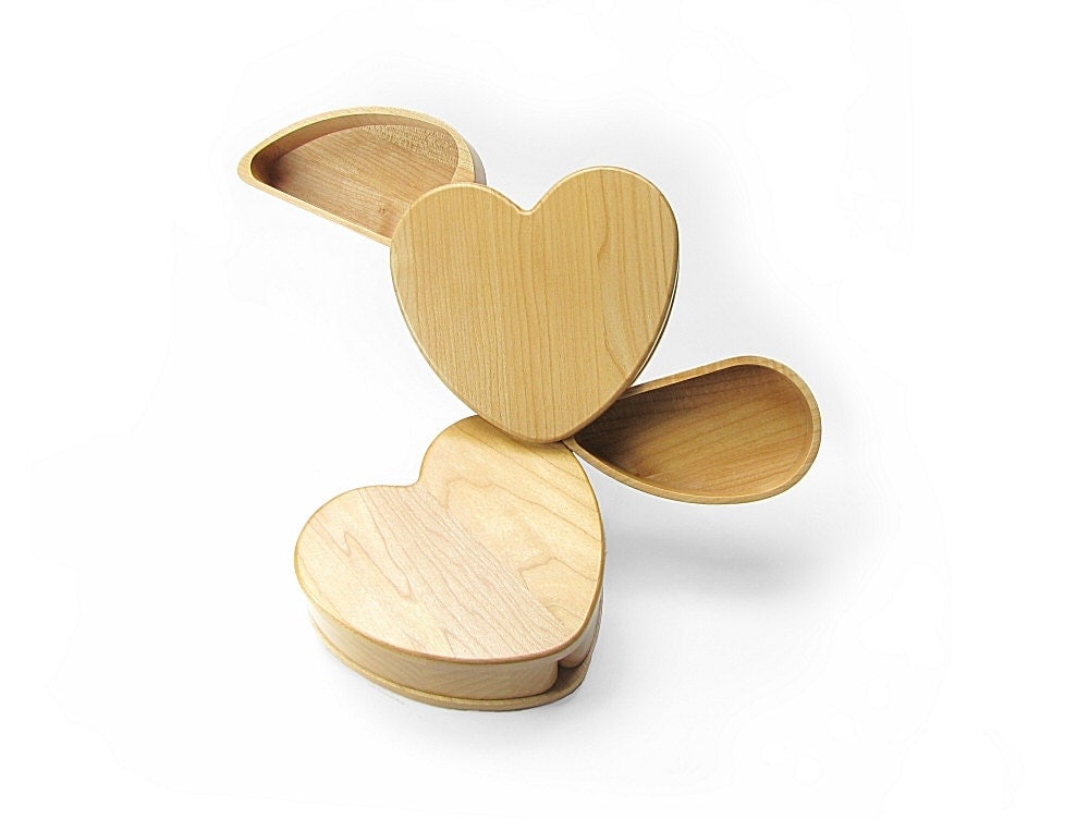 Heart Shaped Wood Keepsake Box Jewelry Box Treasure box