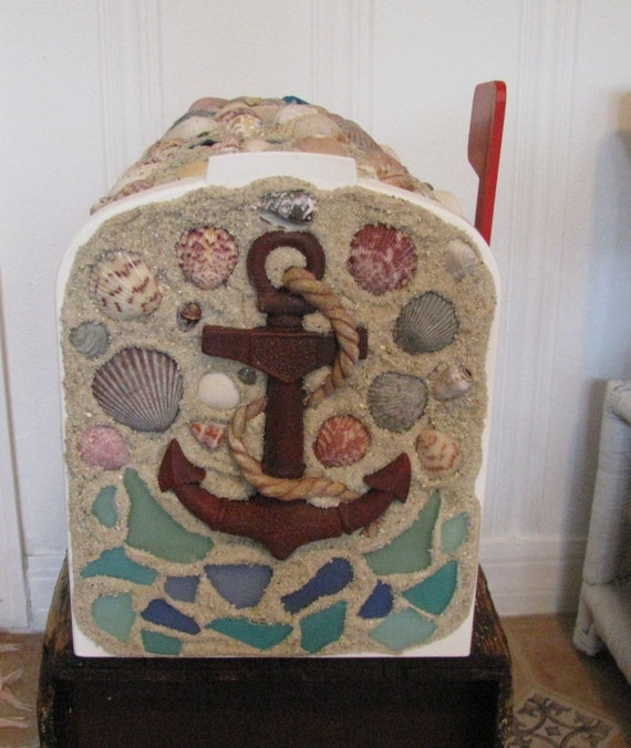 Anchor Seashell Mailbox Post Mount Mailbox Beach Mailbox