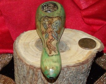 153 fairy oak wood tobacco pipe in enchanted forest green medium stem ...