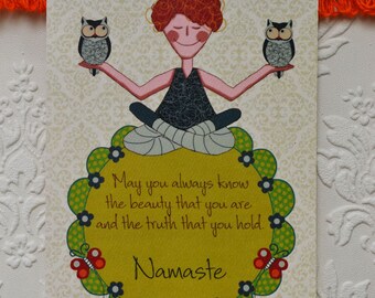 Yoga friendship card,greeting card, crad,yoga card,yoga love card, 5 x 7"