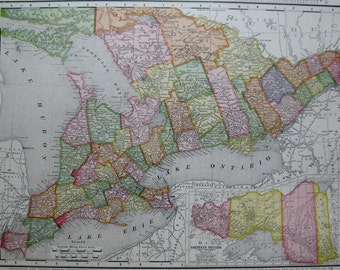 Vintage ontario map | Etsy
