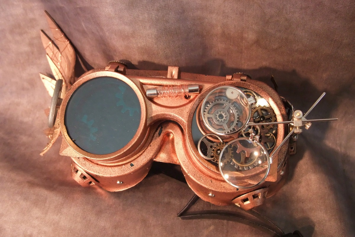 Steampunk Welding Goggles with Jeweler's by SquirrelCrkCreations