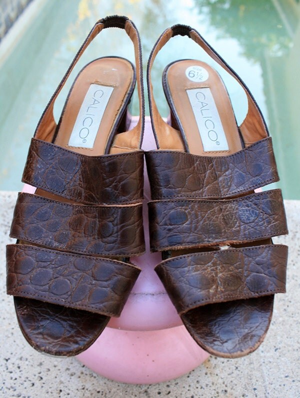 Vintage Calico slingback sandals