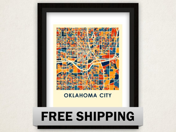 Oklahoma City Map Print Full Color Map Poster by iLikeMaps