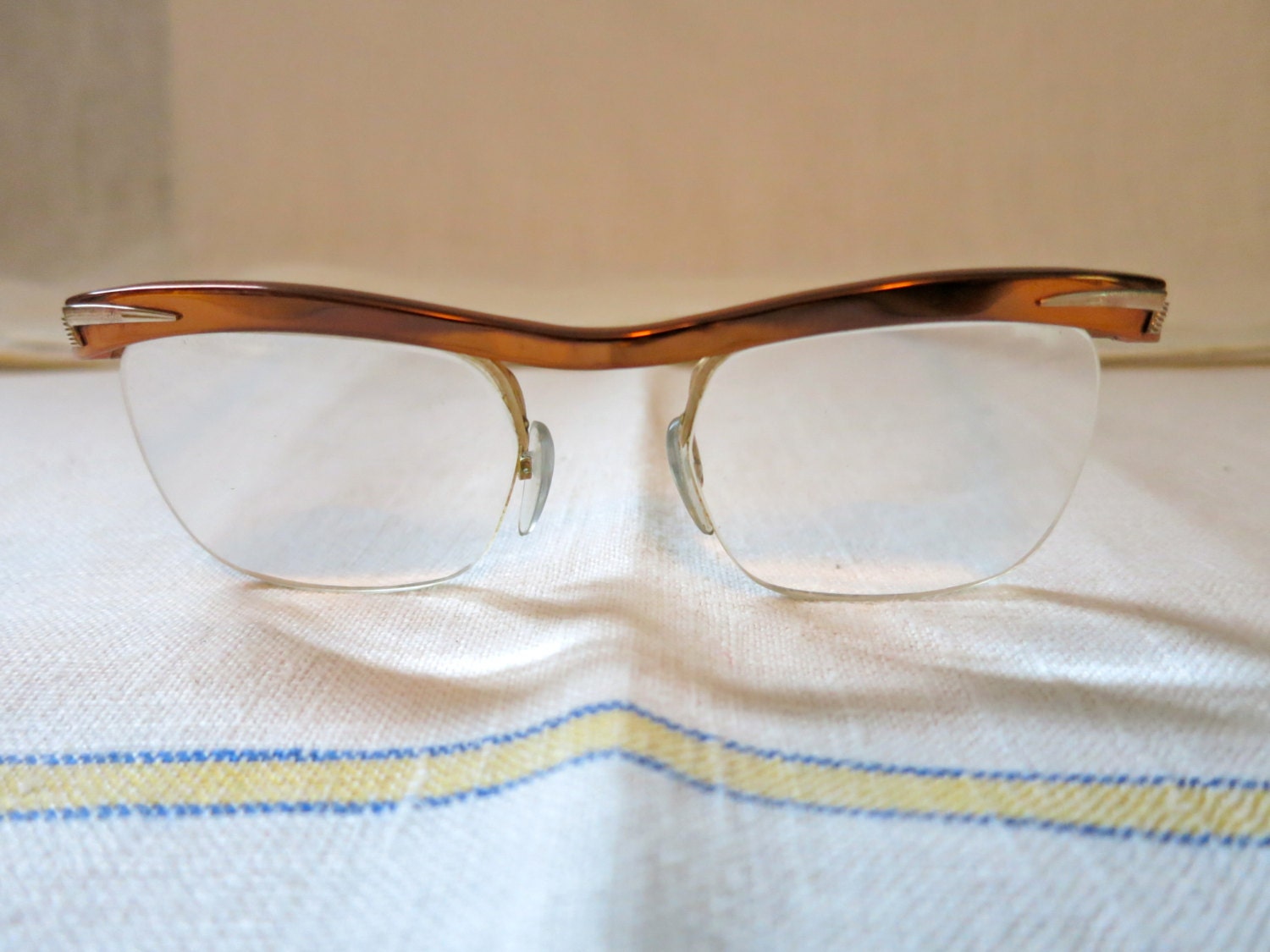 Vintage Copper Framed Glasses Made In France Epsteam Haute Juice