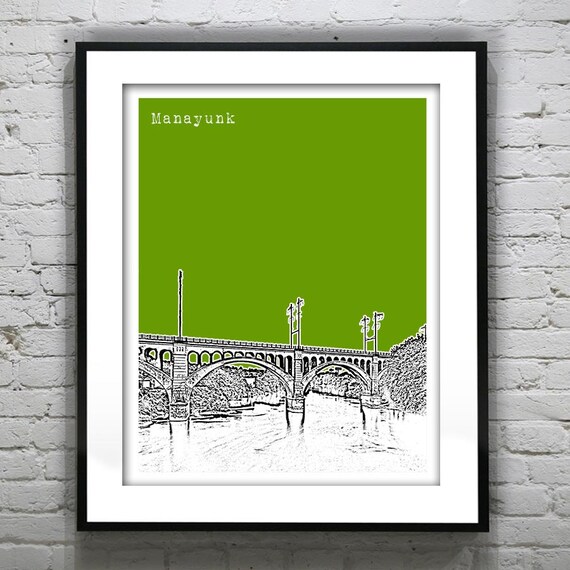 Manayunk Bridge Philadelphia PA Poster Print Art Skyline