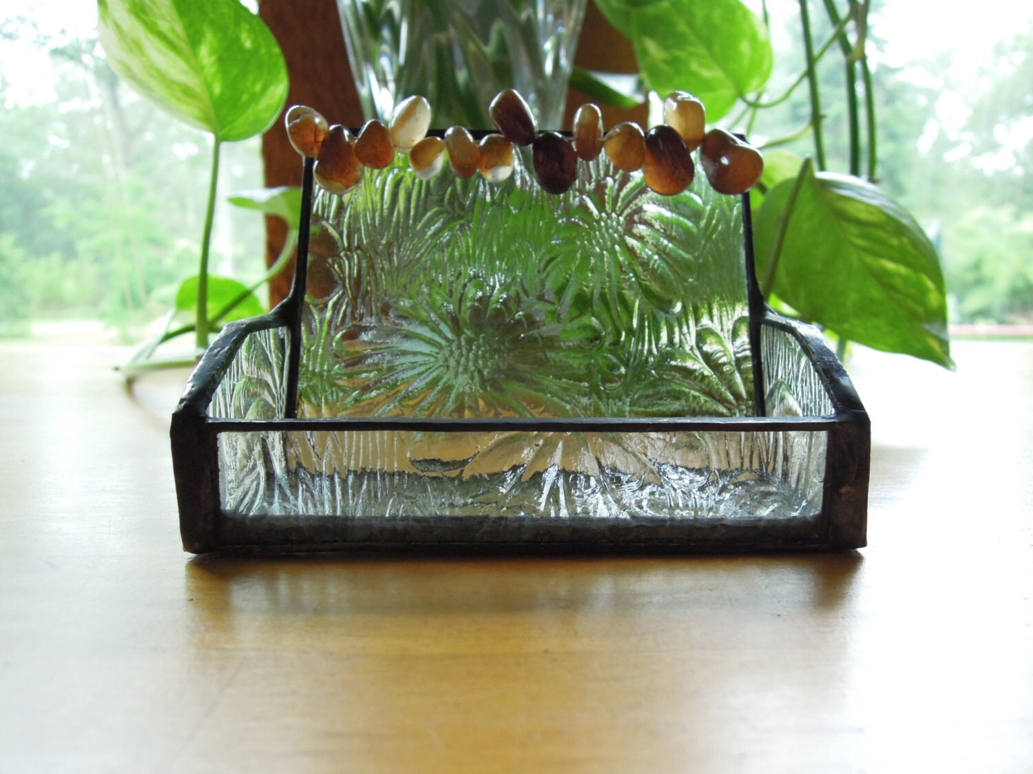 Stained Glass Business Card Holder by LaGlasSea on Etsy