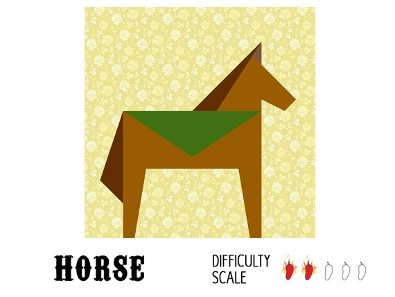 Horse paper pieced quilt pattern in PDF